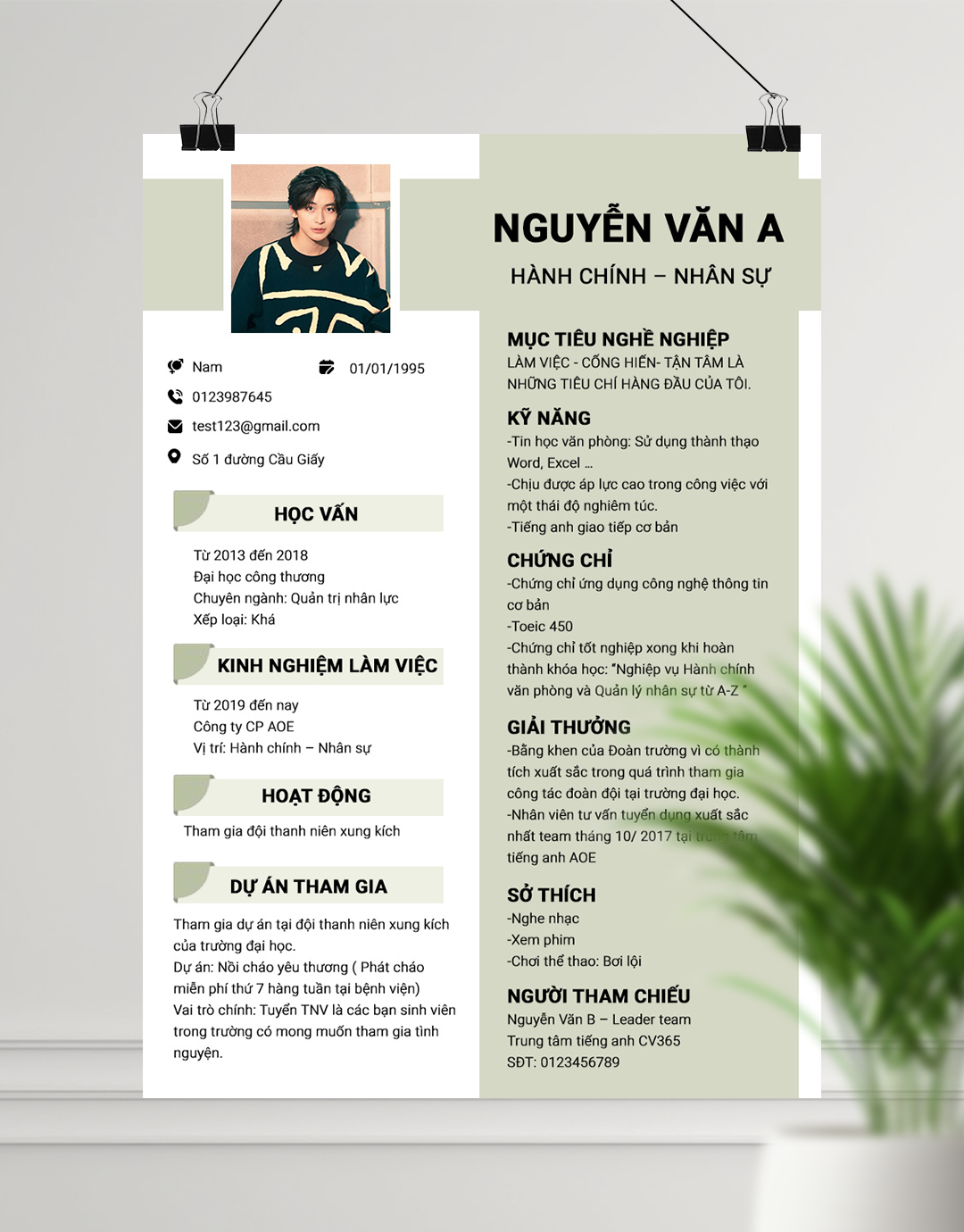 Mẫu CV Hành Chính Nhân Sự Chuyên Nghiệp, Chất Lượng Nhất